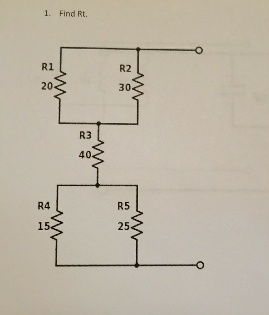Solved 1. Find Rt. R2 2 R1 2 R3 40 R4 R5 15 25 | Chegg.com
