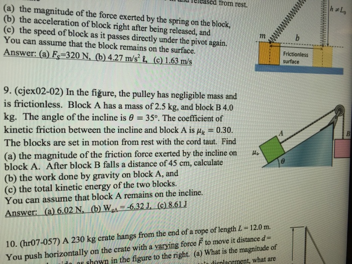 Solved the magnitude of the force exerted by the spring on | Chegg.com