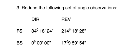 Solved Reduce the following set of angle observations: | Chegg.com
