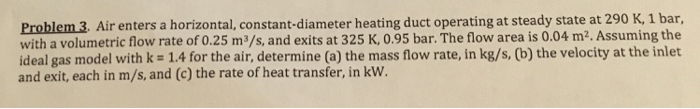 Solved Air enters a horizontal, constant-diameter heating | Chegg.com