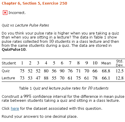 Solved Chapter 6, Section 5, Exercise 250 xIncorrect. Quiz | Chegg.com