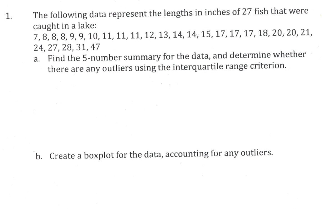 Solved 1. The following data represent the lengths in inches | Chegg.com