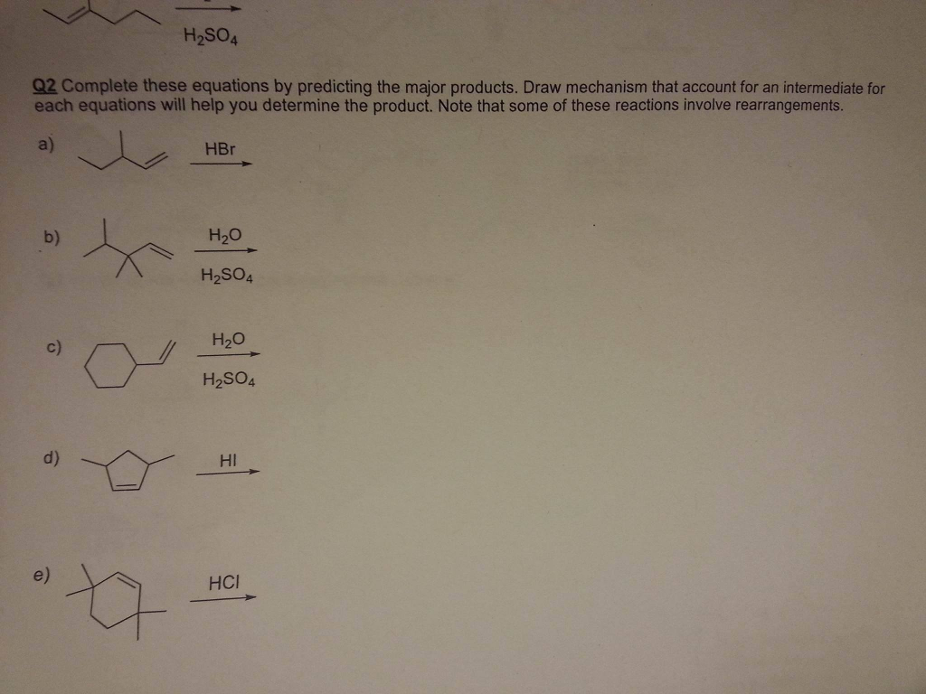Solved Complete these equations by predicting the major | Chegg.com