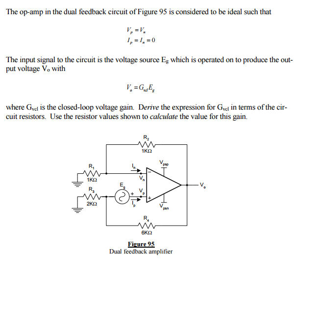 Solved The op-amp in the dual feedback circuit of Figure 95 | Chegg.com