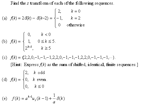 Find the z transform of each of the following | Chegg.com