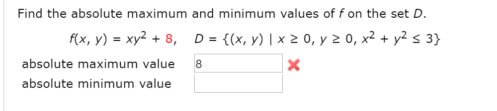 Solved Find the absolute maximum and minimum values of f on | Chegg.com