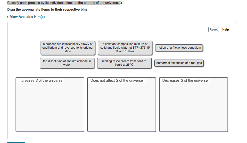 Solved Classify each process by its individual effect on the | Chegg.com