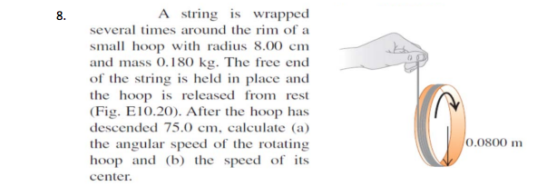Solved 8. A string is wrapped several times around the rim | Chegg.com