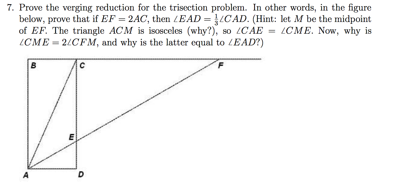 Solved Prove the verging reduction for the trisection | Chegg.com