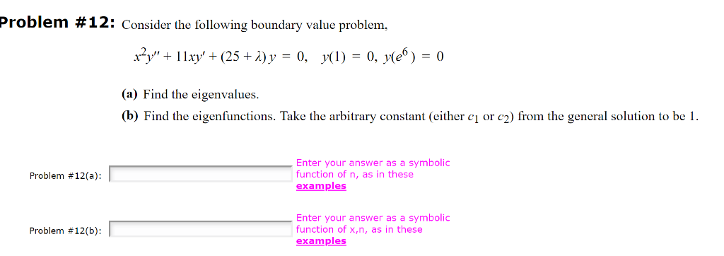 Solved Problem #12: Consider the following boundary value | Chegg.com