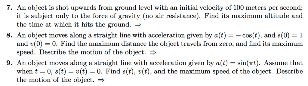 Solved 7. An object is shot upwards from ground level with | Chegg.com