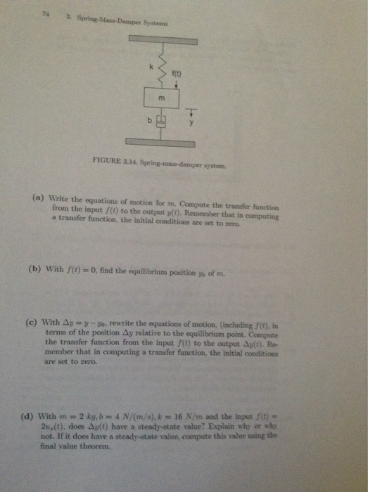 Solved Vertical spring mass damper system Shows a | Chegg.com
