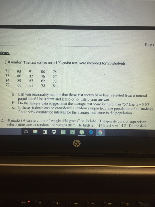 Solved The test scores on a 100-point test were recorded for | Chegg.com