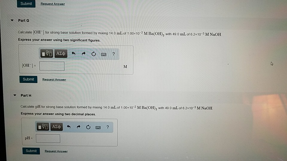 Solved Submit Request Answer Part G Calculate [OH ] fo | Chegg.com