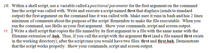 Solved 10. Within a shell script, use a variable called a | Chegg.com