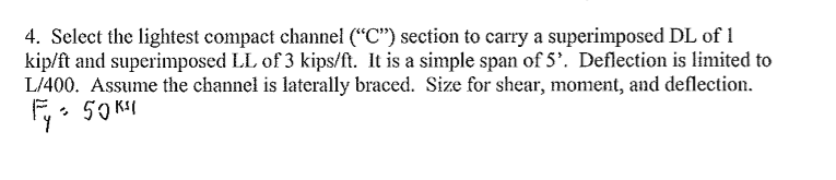 4. Select the lightest compact channel ("C") section | Chegg.com