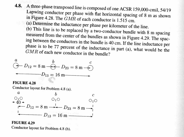 Solved A three-phase transposed line is composed of one ACSR | Chegg.com