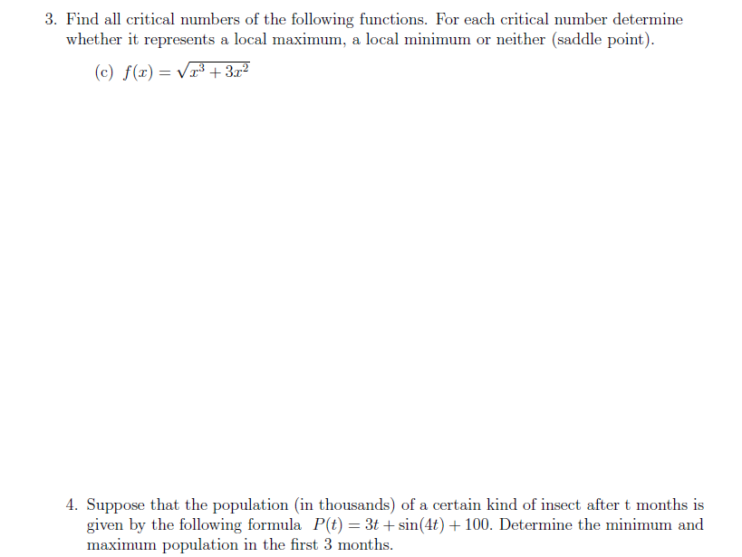 Solved Find all critical numbers of the following functions. | Chegg.com
