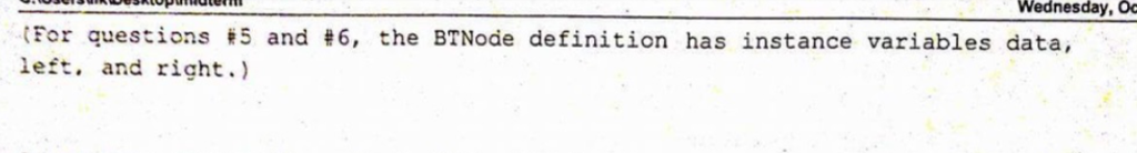 Solved 6. Write a new static method of the BTNode class to | Chegg.com