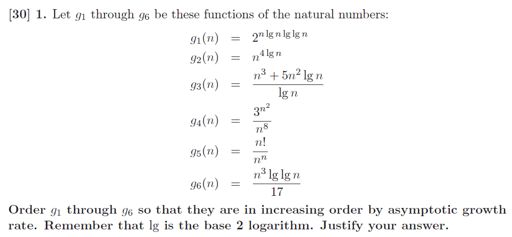 Solved Let g1 through g6 be these functions of the natural | Chegg.com
