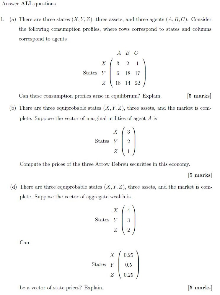 Answer ALL questions 1. (a) There are three states | Chegg.com