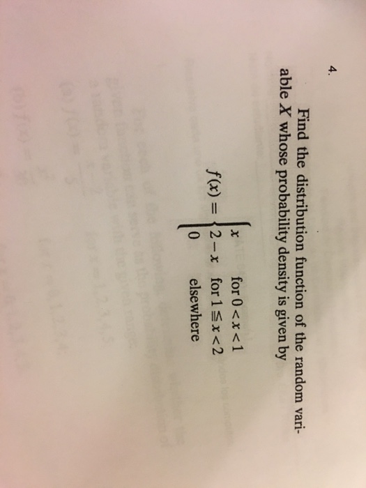 Solved Find the distribution function of the random variable | Chegg.com
