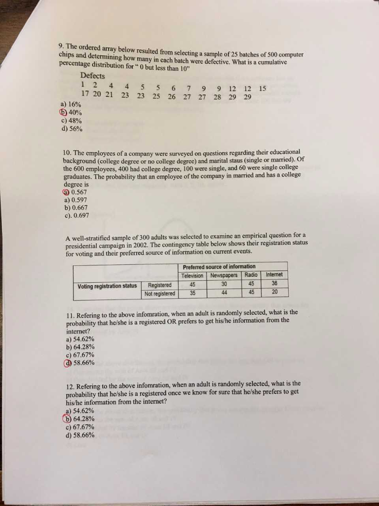 Solved 9. The ordered array below resulted from selecting a | Chegg.com