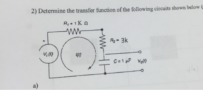 Solved Determine the transfer function of the following | Chegg.com