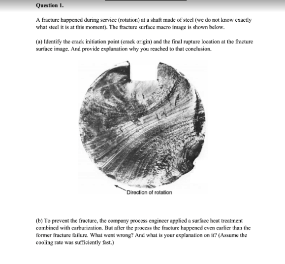 Solved A fracture happened during service (rotation) at a | Chegg.com