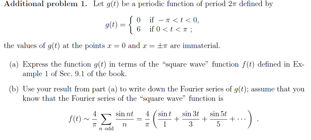 Let g(t) be a periodic function of period 2 pi | Chegg.com