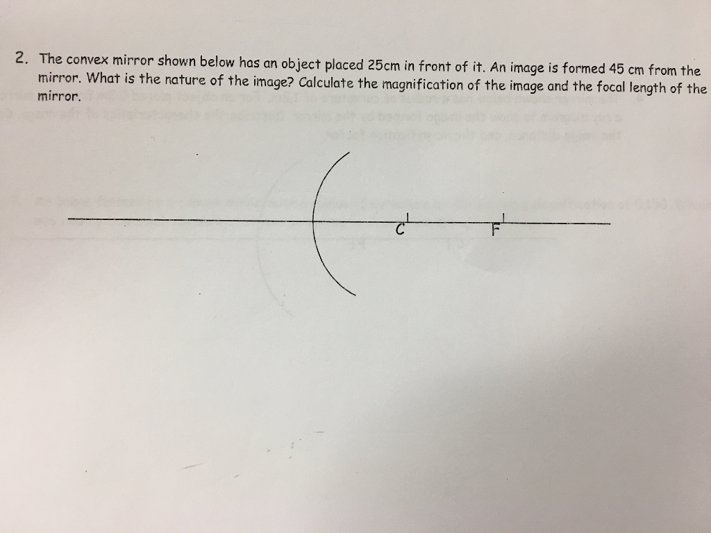 Solved The convex mirror shown below has an object placed | Chegg.com