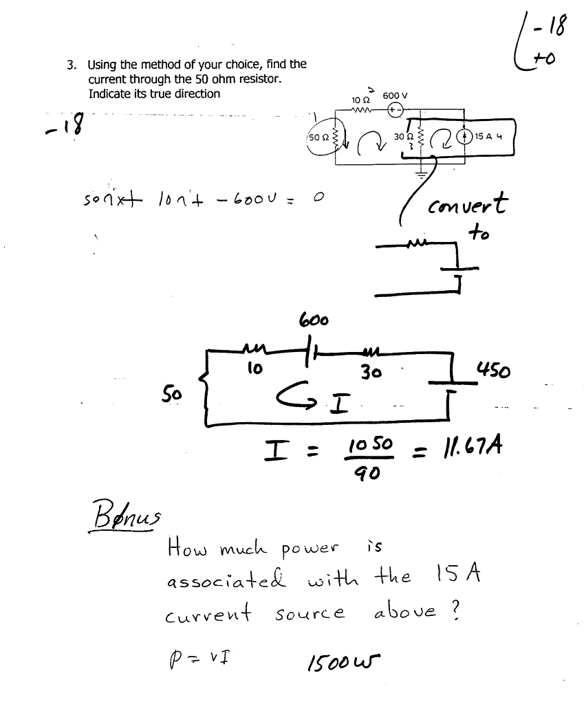 Solved Using the method of your choice, find the current | Chegg.com