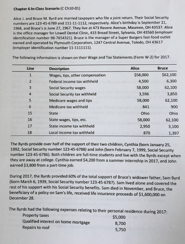 Prepare an Ohio State Income Tax Return, Form IT | Chegg.com