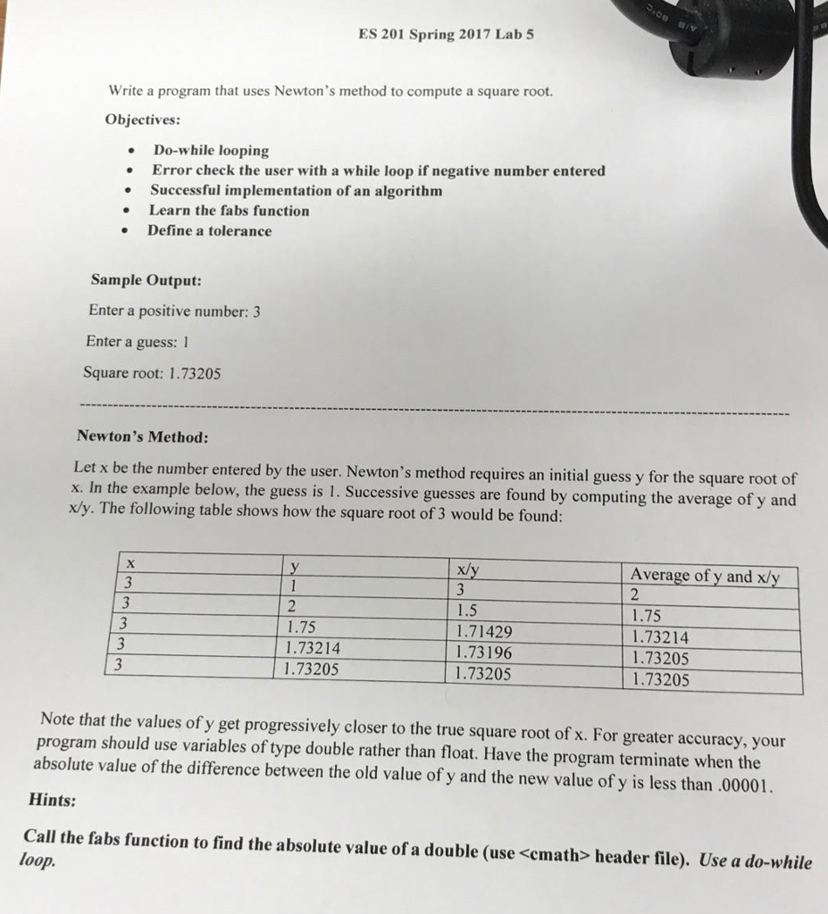 Solved Write A Program That Uses Newtons Method To Compute 