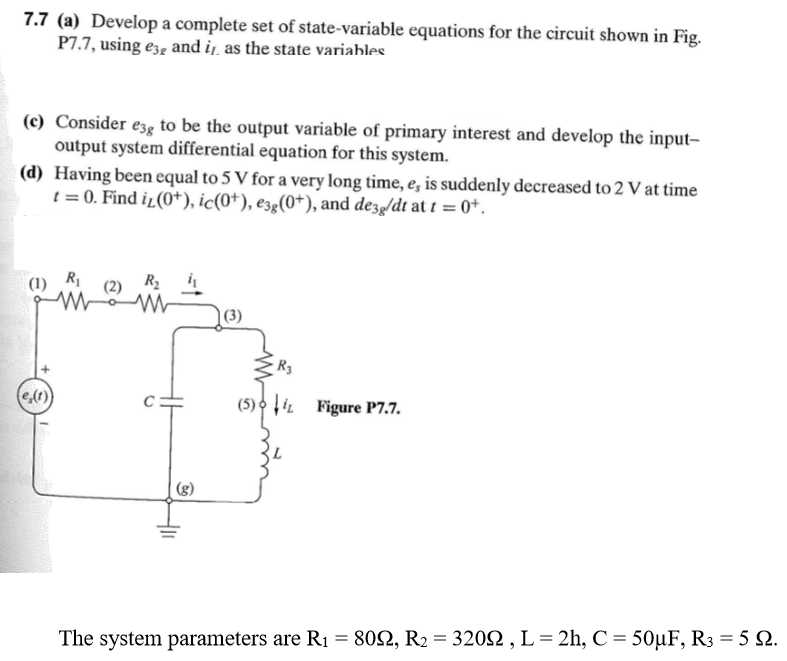 Solved (a) Develop a complete set of state-variable | Chegg.com