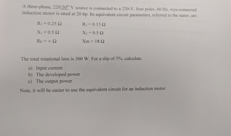 Solved A three-phase. 220/30 V source is connected to a | Chegg.com