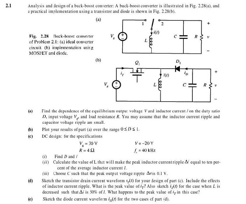 Solved Analysis and design of a buck-boost converter: A | Chegg.com