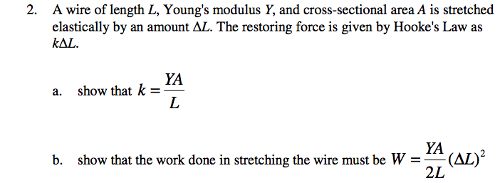 A wire of length L, Young's modulus Y, and | Chegg.com