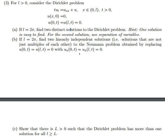 Solved For I > 0, consider the Dirichlet problem tu_t = | Chegg.com