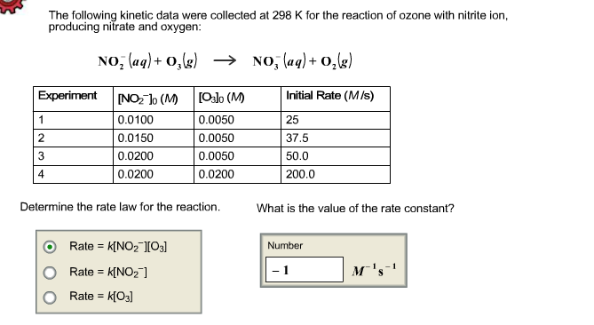 Solved The Following Kinetic Data Were Collected At 298 K