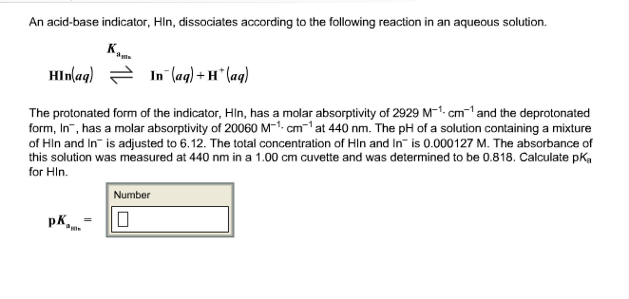 Solved The protonated form of the indicator, HIn, has a | Chegg.com