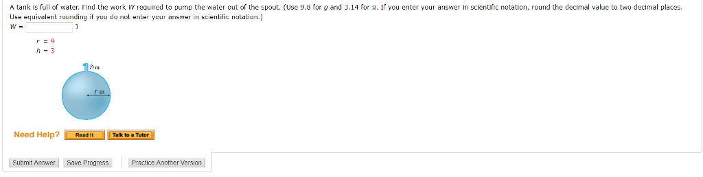Solved A tank is full of water. Find the work W required to | Chegg.com