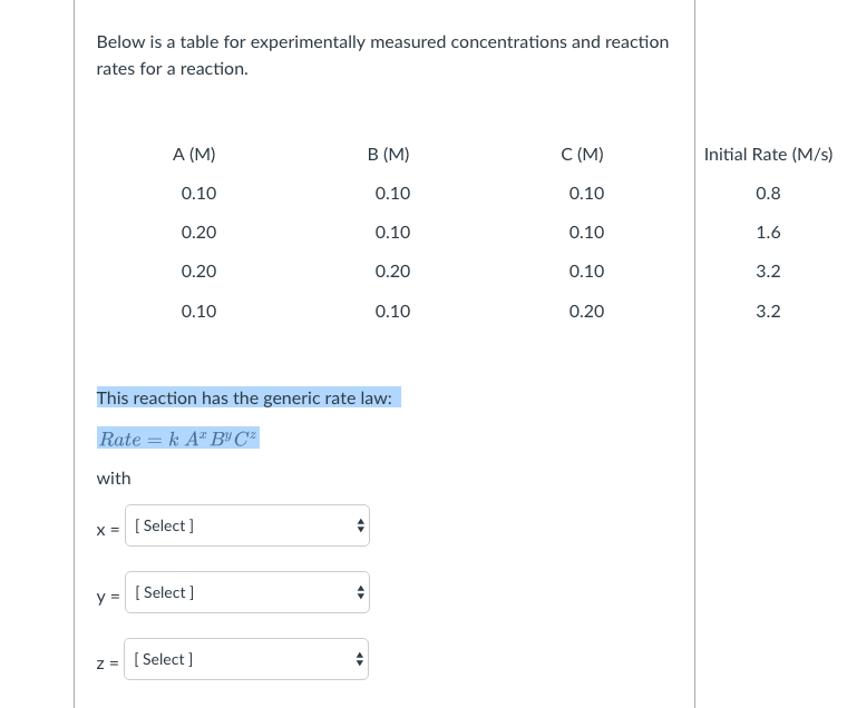 Solved Below is a table for experimentally measured | Chegg.com