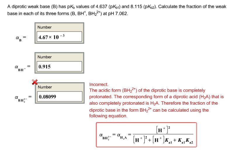 Solved A diprotic weak base (B) has pKb values of 4.637 | Chegg.com