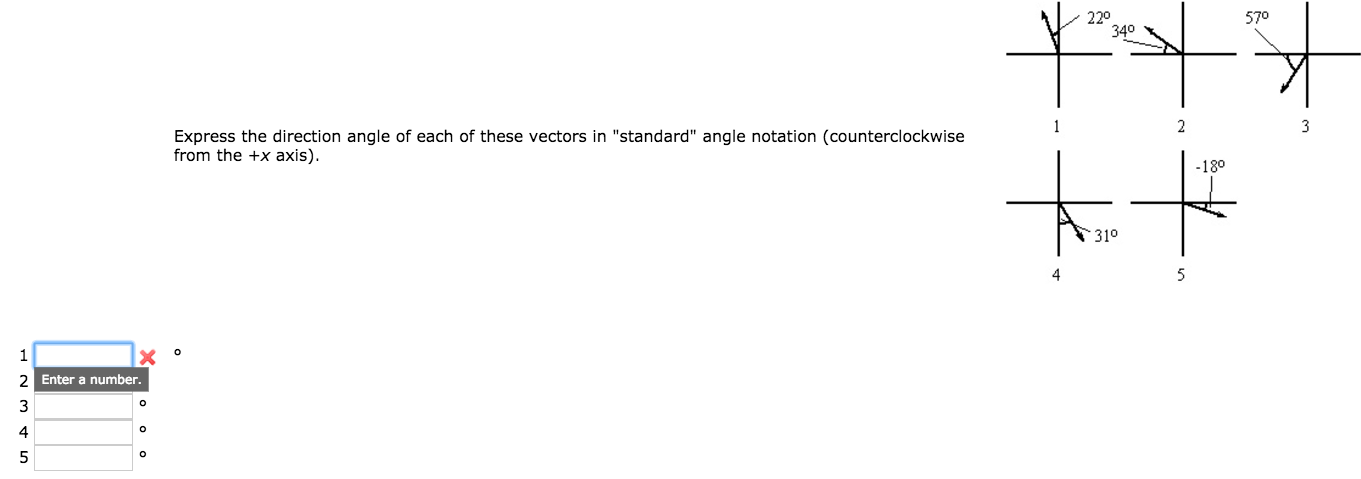Solved Express the direction angle of each of these vectors | Chegg.com
