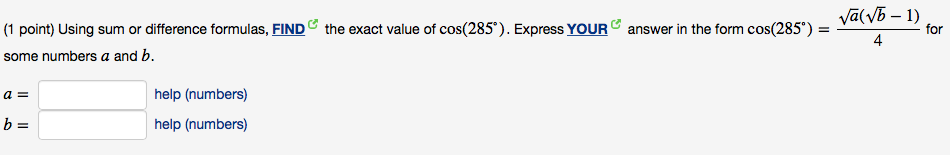 Solved Using sum or difference formulas, FIND the exact | Chegg.com