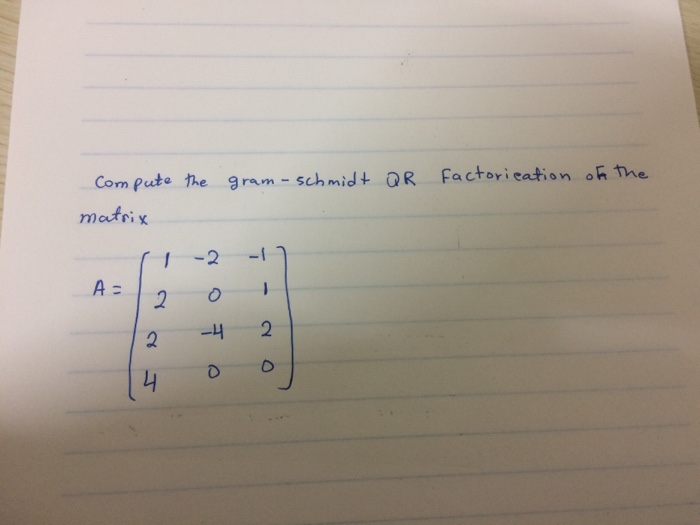 Solved Compute The Gram Schmidt Qr Factorization Of The