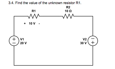 Solved 3.4. Find the value of the unknown resistor R1. | Chegg.com
