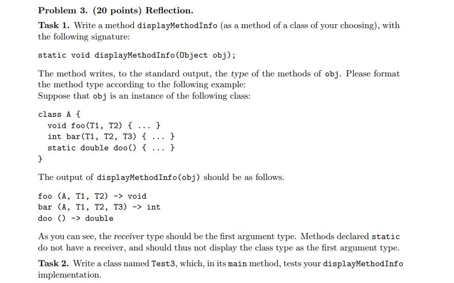 Solved Problem 3. (20 points) Reflection Task 1. Write a | Chegg.com