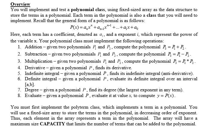 Solved Implementation Your implementation will consist of | Chegg.com